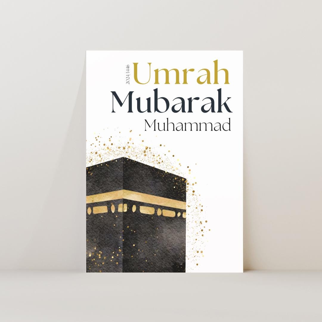 Custom Umrah Mubarak Printable Card for Muslims Personal Umrah Gift ...