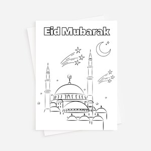 Eid Coloring Cards for Kids - Eid Card Printable, DIY Eid Mubarak Card ...