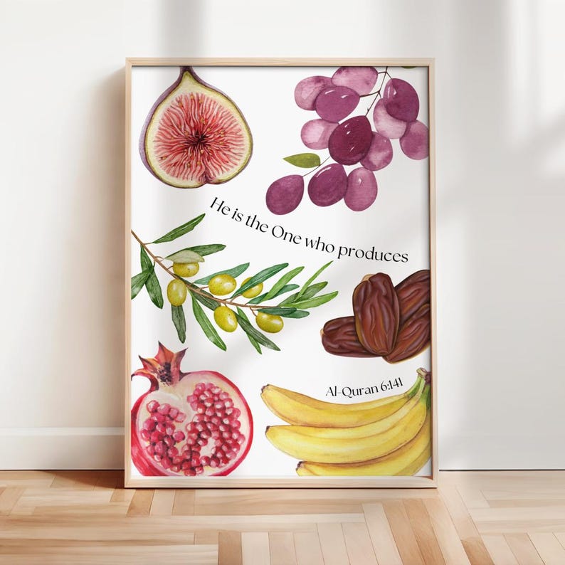 Quran Fruits Quran Verse Islamic Wall Art Botanical Fruits Printable ...