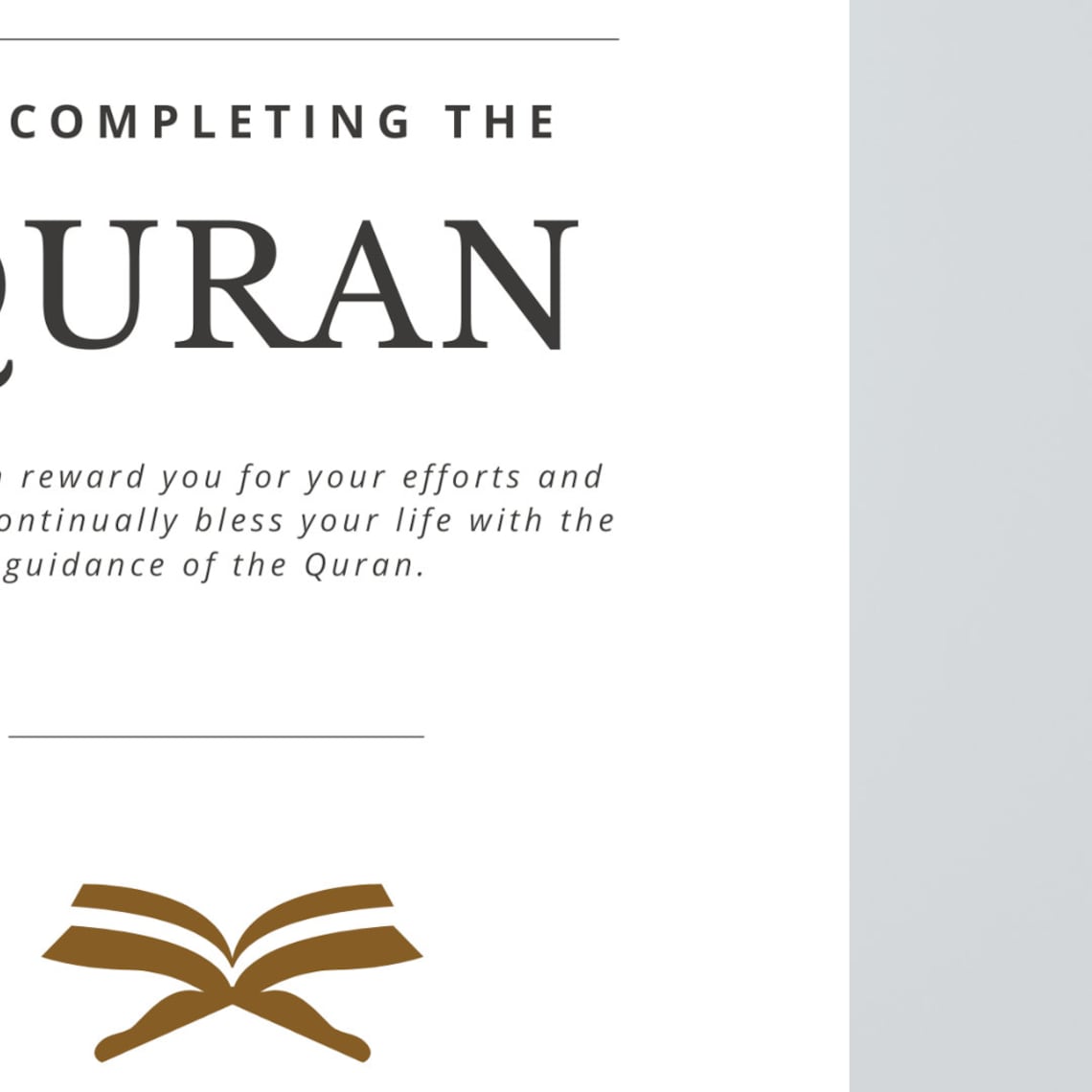Blank Quran Completion Certificate Template Printable Custom Quran ...