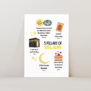 5 Pillars of Islam Kids Wall Art Printable Islamic Educational Poster ...