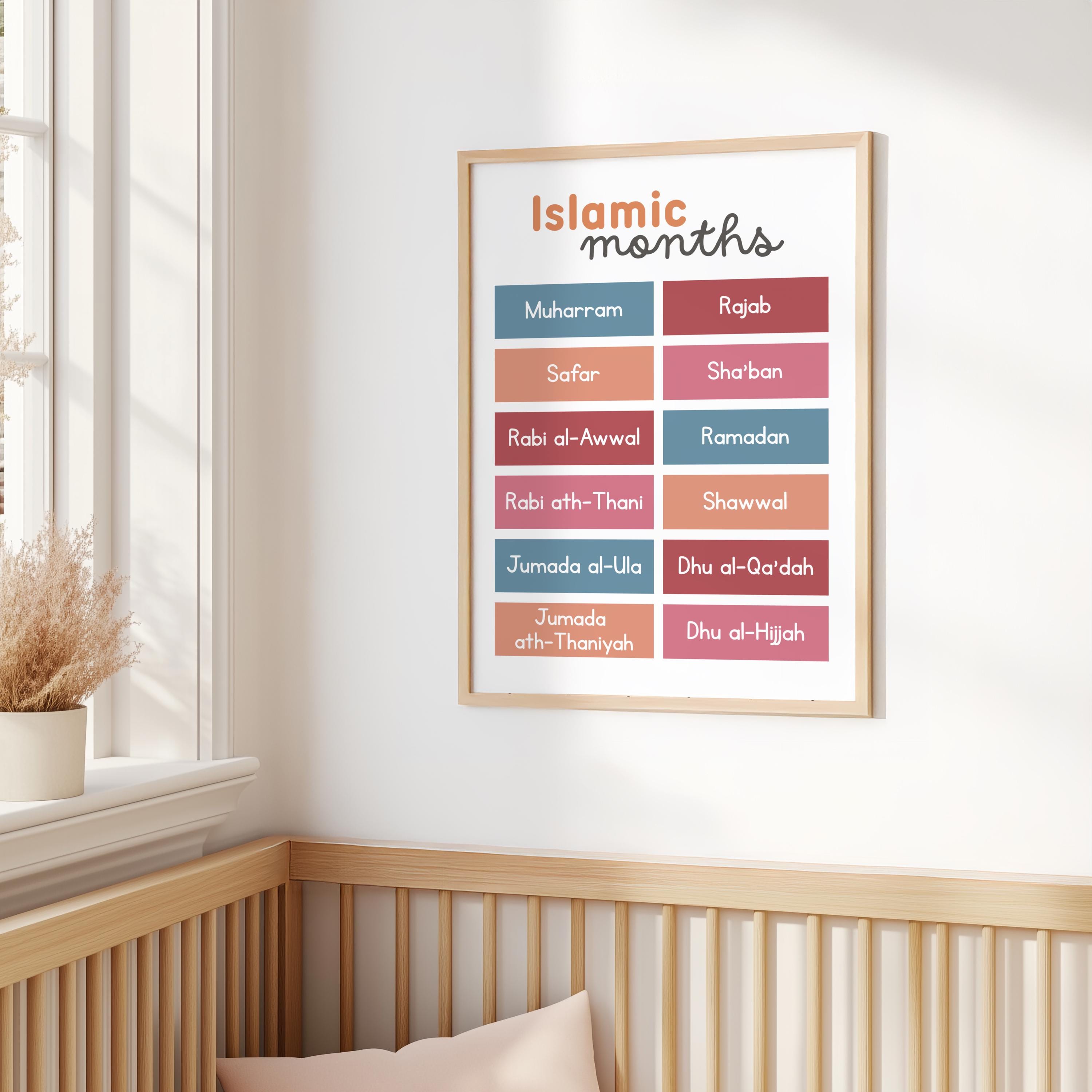 Islamic Months Poster Muslim Calendar Printable Hijri Months Chart Kids ...