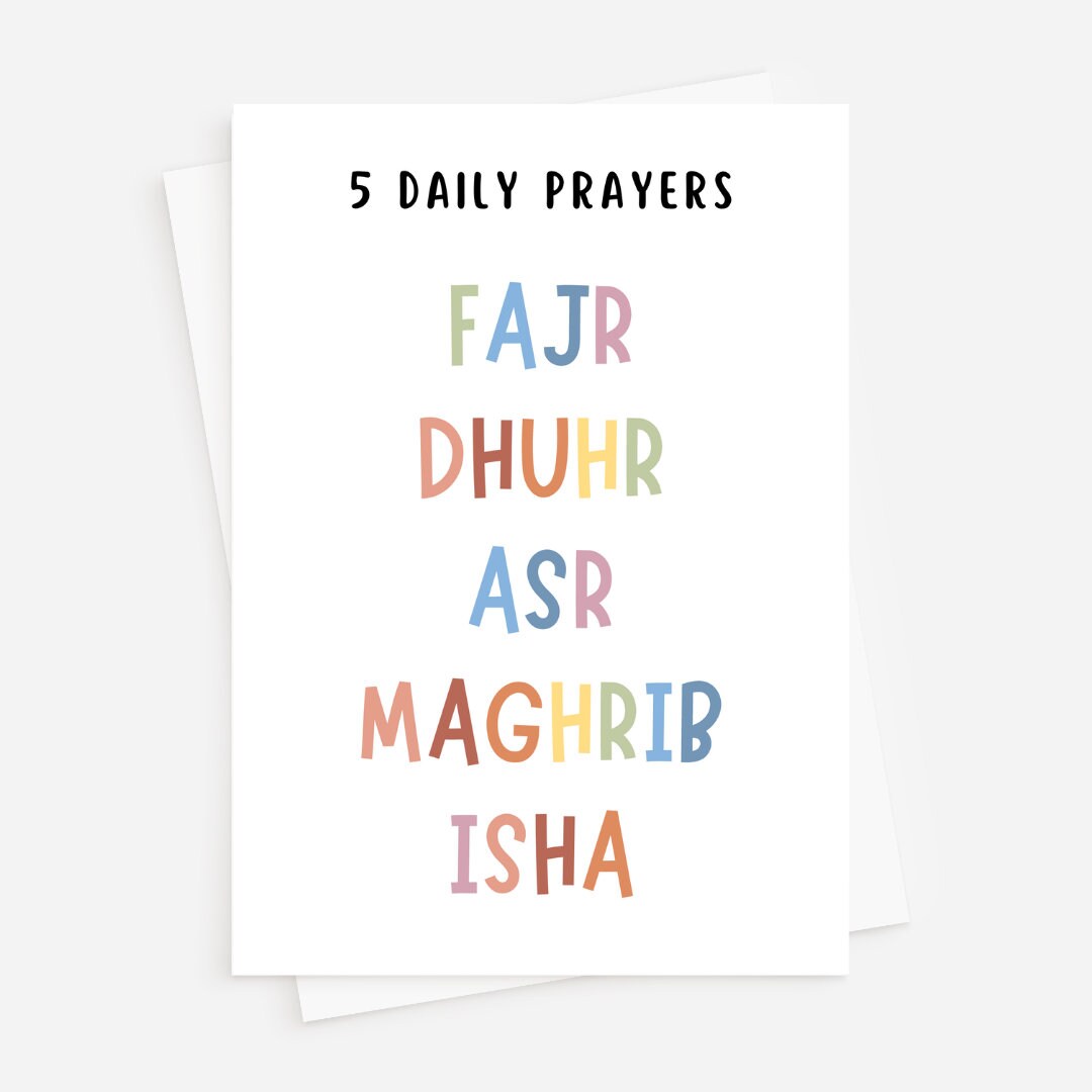 5 Daily Prayers Islamic Wall Art 5 Salahs Printable Kids Islamic ...