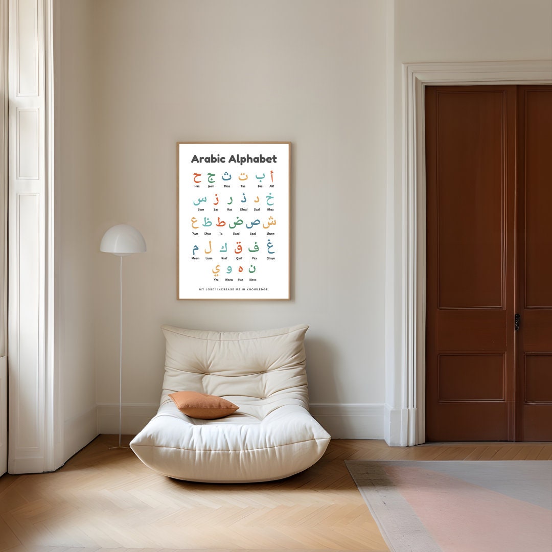 Arabic Alphabet Poster Alif Ba Ta Islamic Wall Art Islamic Poster Kids ...