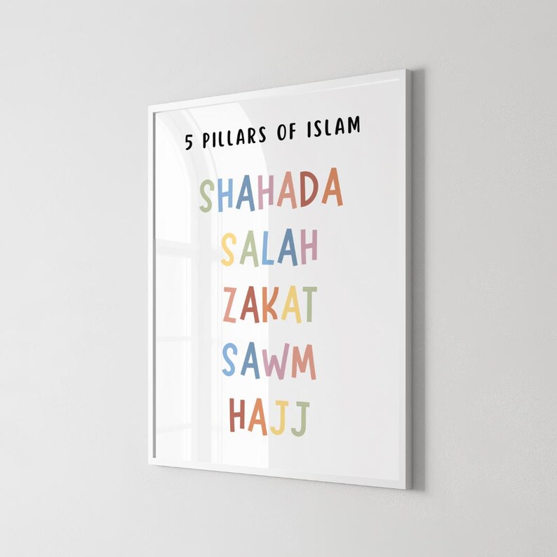 Five Pillars of Islam Poster Islamic Studies Printable Muslim Classroom ...