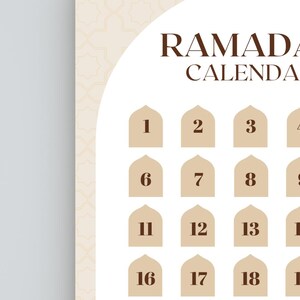 Ramadan Calendar Printable Wall Art - Minimalist Ramadan Countdown ...