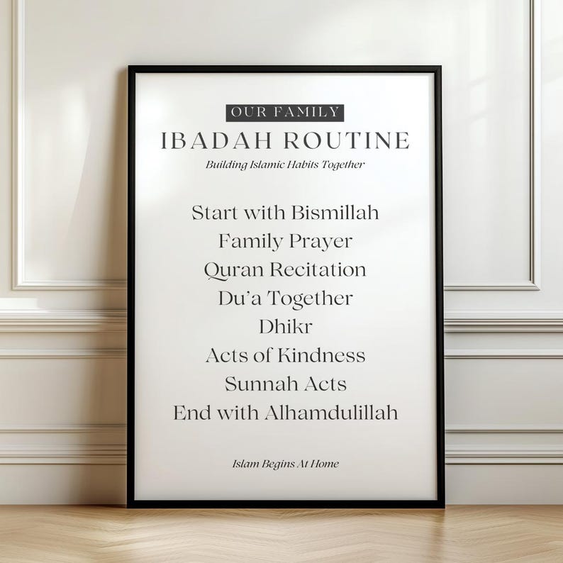 Family Ibadah Routine Islamic Wall Art Ramadan Decor Muslim Home ...
