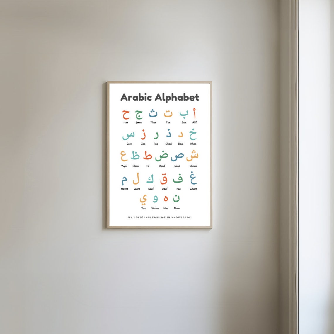 Arabic Alphabet Poster Alif Ba Ta Islamic Wall Art Islamic Poster Kids ...