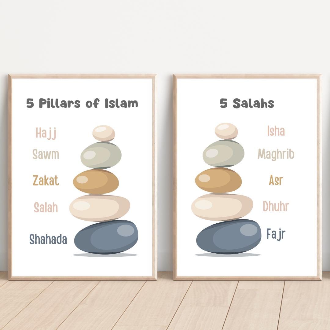 5 Pillars of Islam and 5 Salahs Kids Bundle Educational Islamic ...
