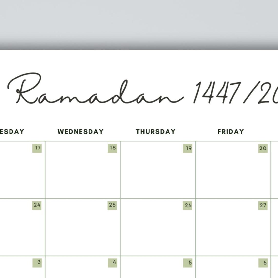 Ramadan Calendar 2026 Ramadan 1447 Planner Printable Islamic Monthly ...