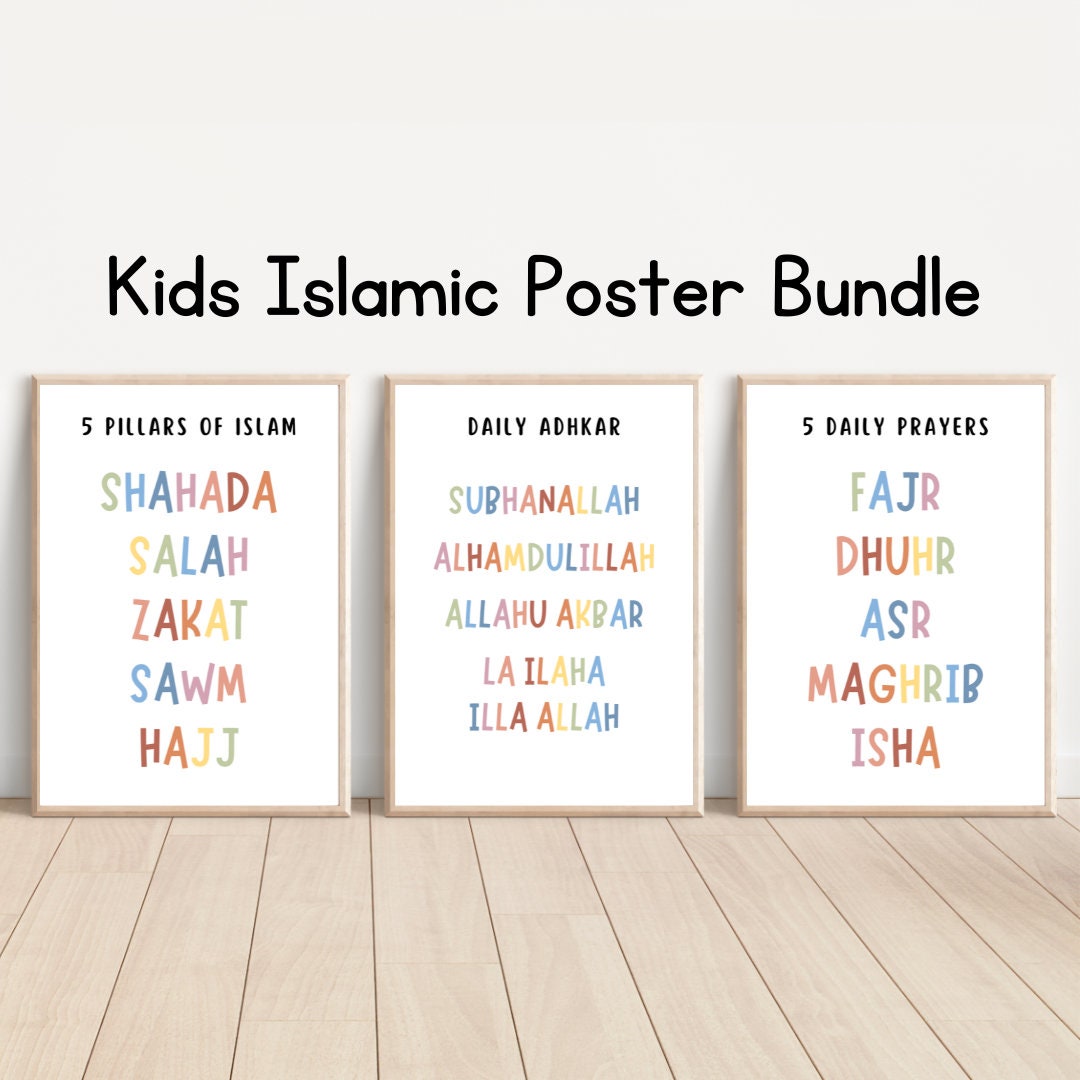 Kids Islamic Educational Bundle Set of 5 Pillars of Islam Daily Dhikr ...