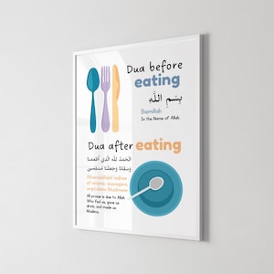Islamic Kids Dua Before and After Eating Printable Muslim Children Wall ...