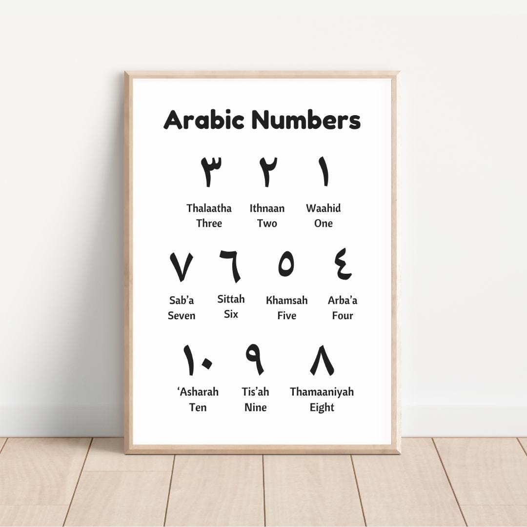 Arabic Numbers 1-10 in Black and White Digital Printable Educational ...