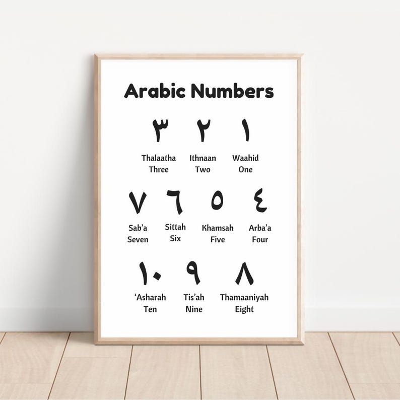 Arabic Numbers 1-10 in Black and White Digital Printable Educational ...