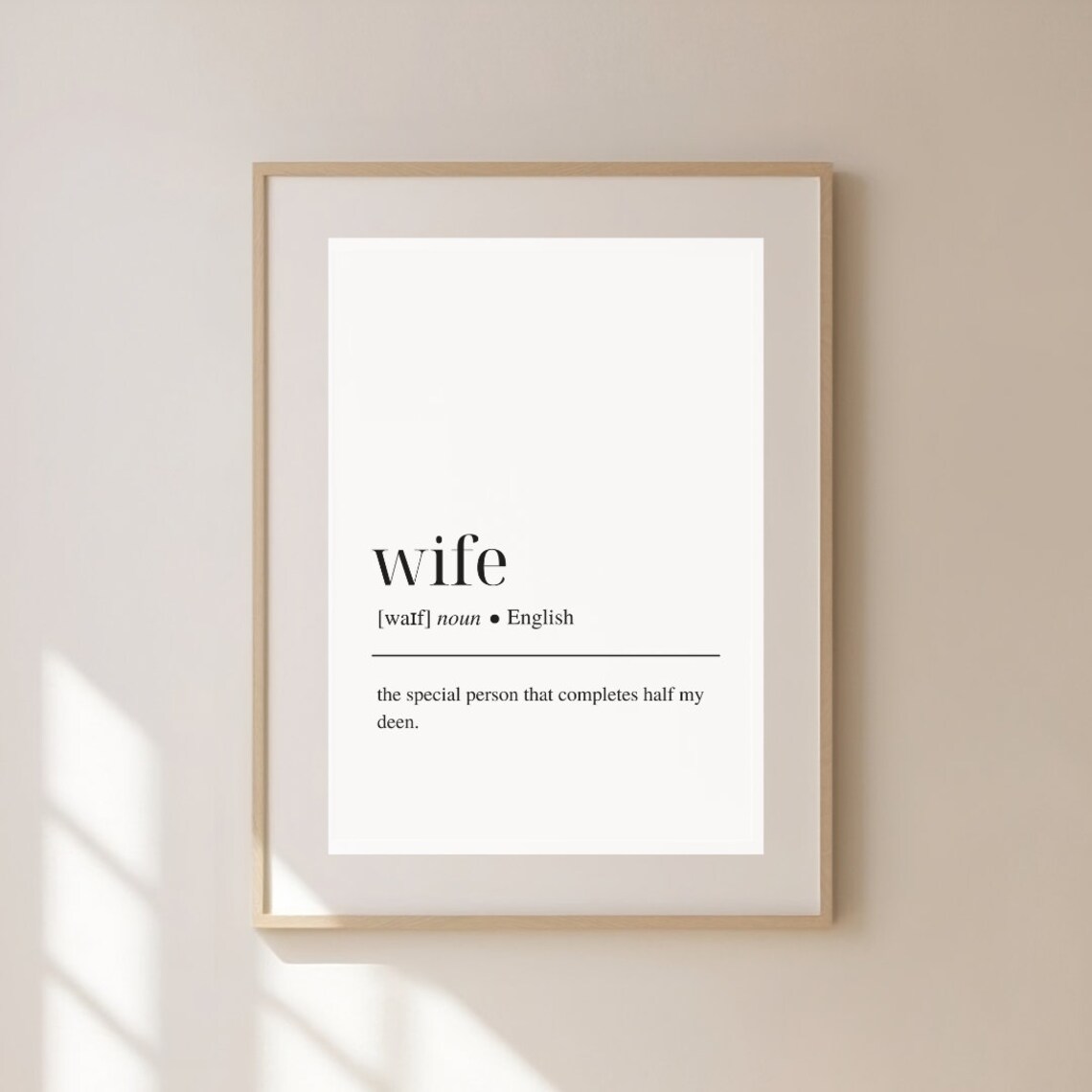 Muslim Wife Definition Printable Islamic Wall Art Minimalist Wife ...