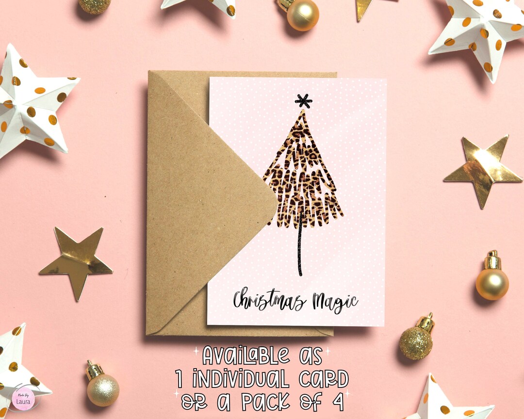 Leopard Print Christmas Cards Individual or Packs Christmas - Etsy UK