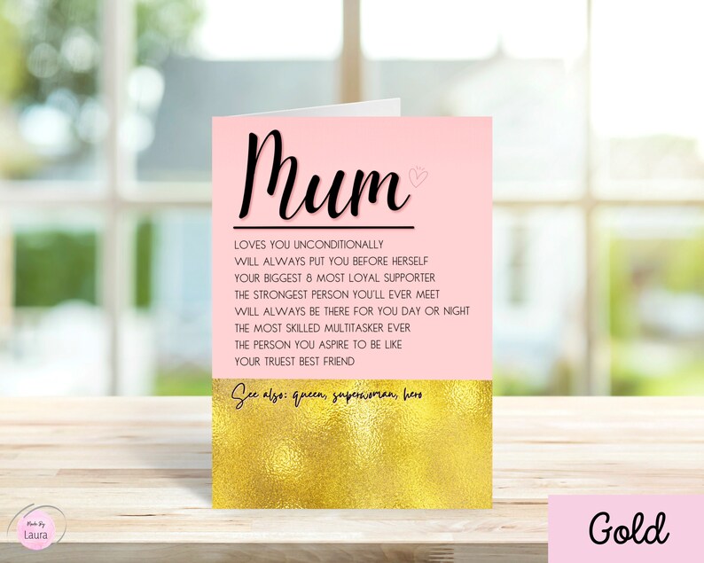 Mum Definition Poem Birthday Card Sentimental Card For Mum | Etsy