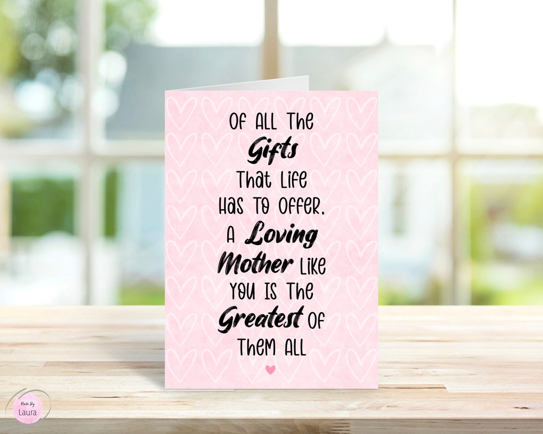 Mum Poem Birthday Card Sentimental Card for Mum Birthday Card for Mum ...