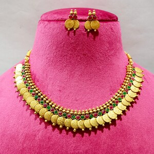 Gold Plated Ginni Choker Necklace Earrings, South Indian CZ Jewelry - Etsy