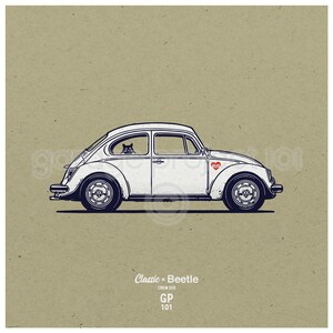 Classic Beetle Baja Bug Illustration Poster Print Set of 2 - Etsy