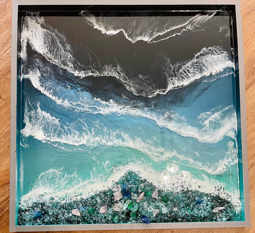 Ocean Art “crystal Beach” Epoxy Resin and Glass Art by Nick Metcalf 24 ...