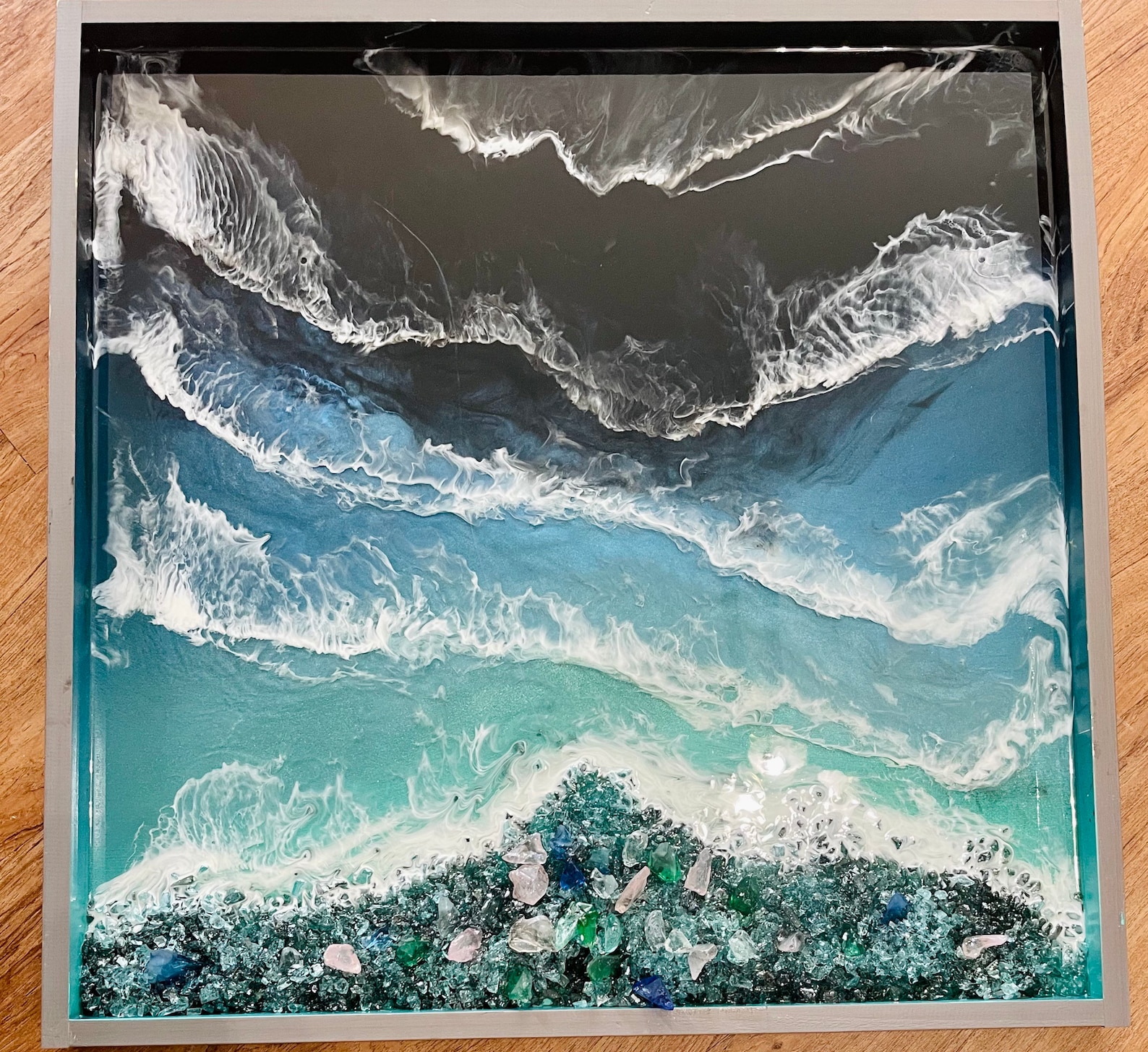Ocean Art “crystal Beach” Epoxy Resin and Glass Art by Nick Metcalf 24 ...