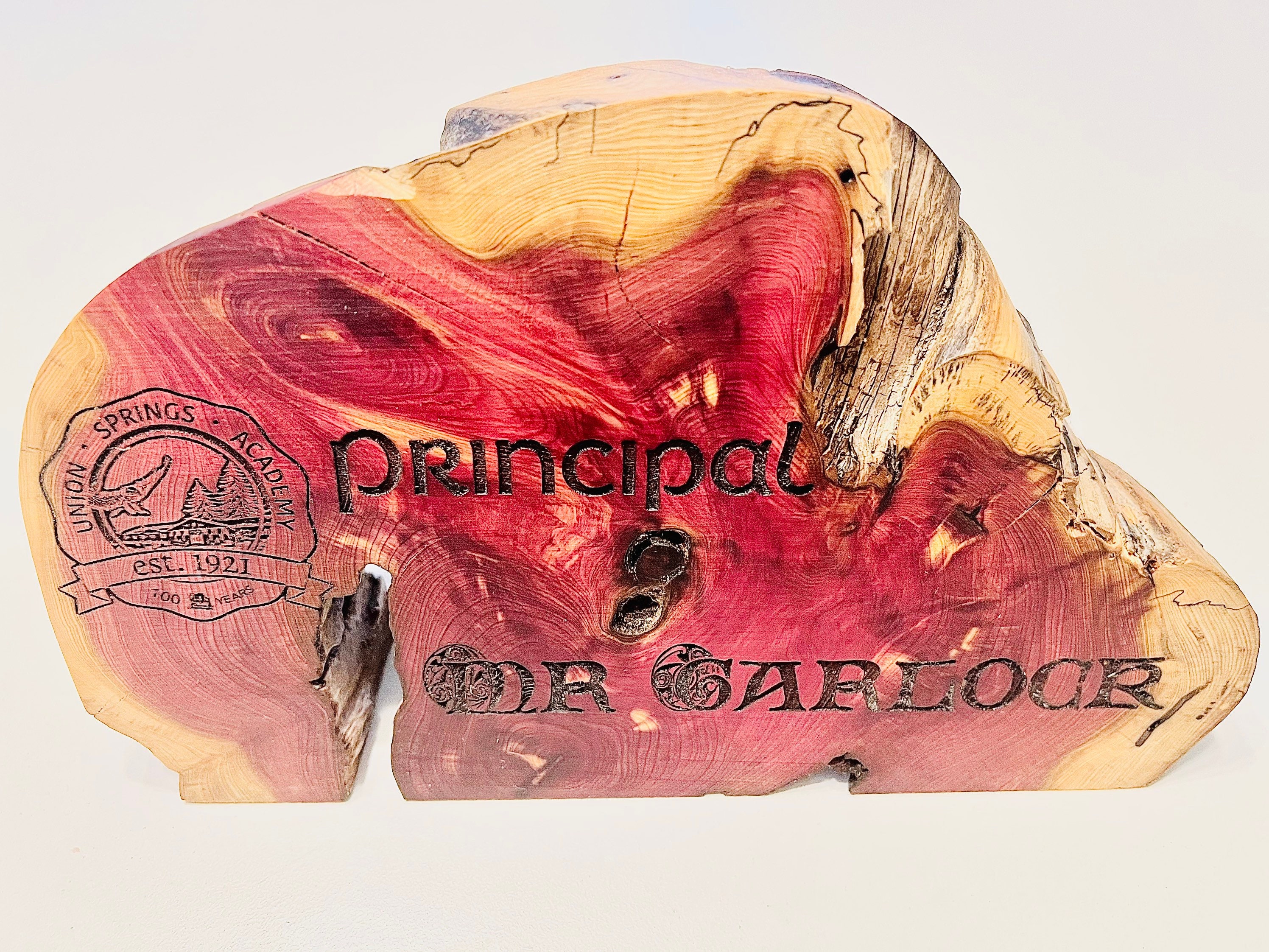 Custom Live Edge Desk Name Plate With Custom Logo Burl Wood Sign ...