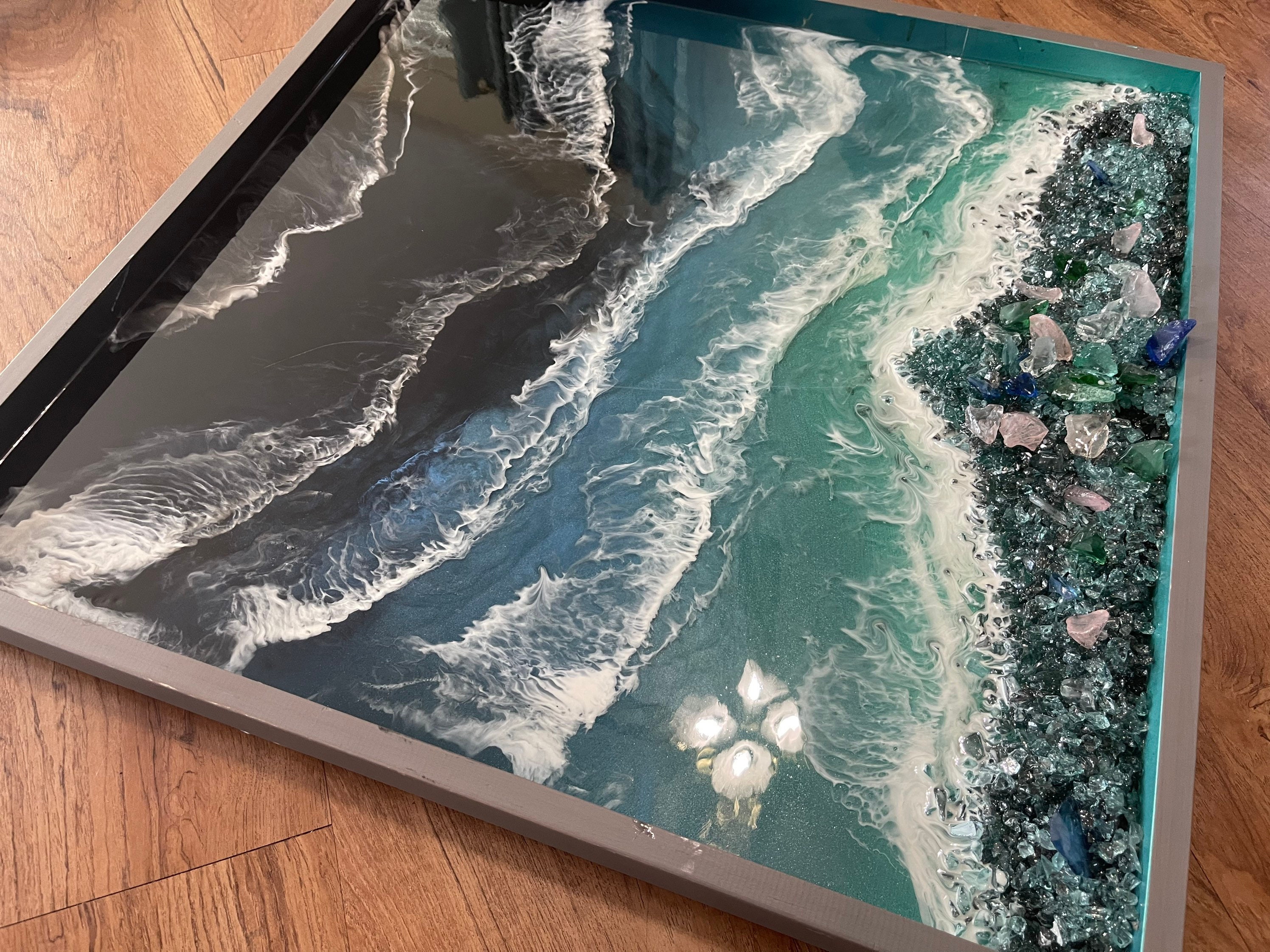 Ocean Art “crystal Beach” Epoxy Resin and Glass Art by Nick Metcalf 24 ...