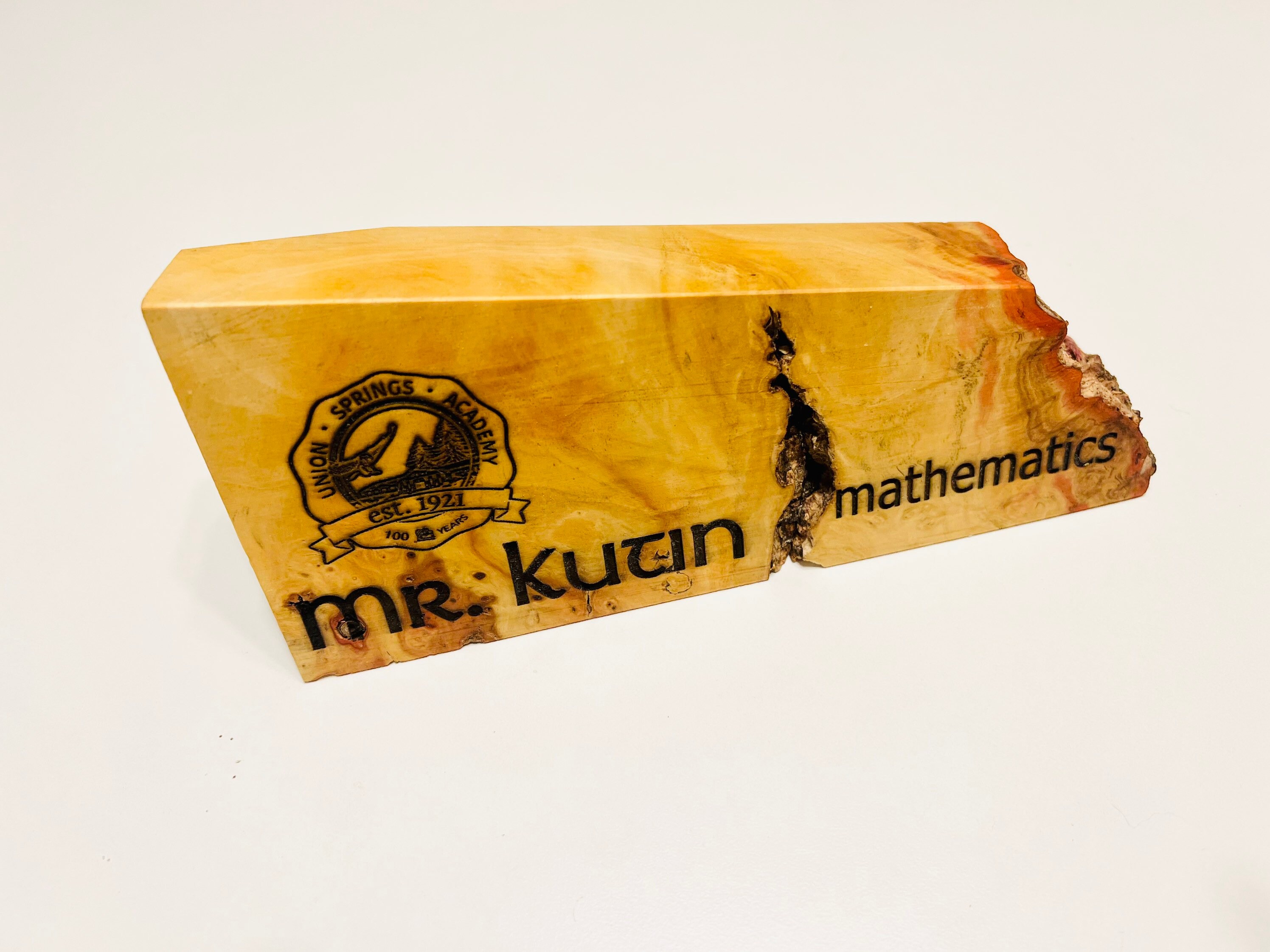 Custom Live Edge Desk Name Plate With Custom Logo Burl Wood Sign ...