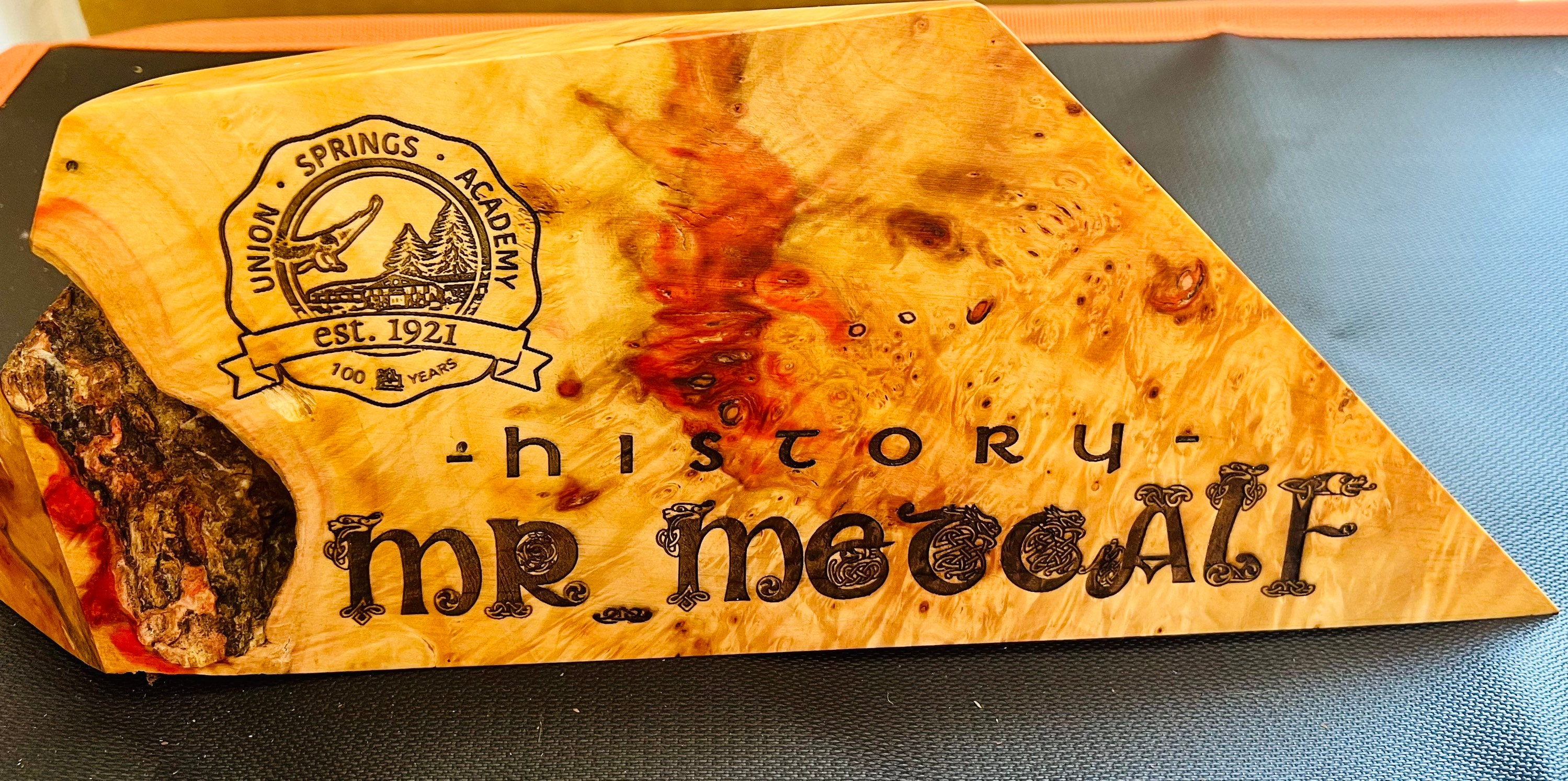 Custom Live Edge Desk Name Plate With Custom Logo Burl Wood Sign ...