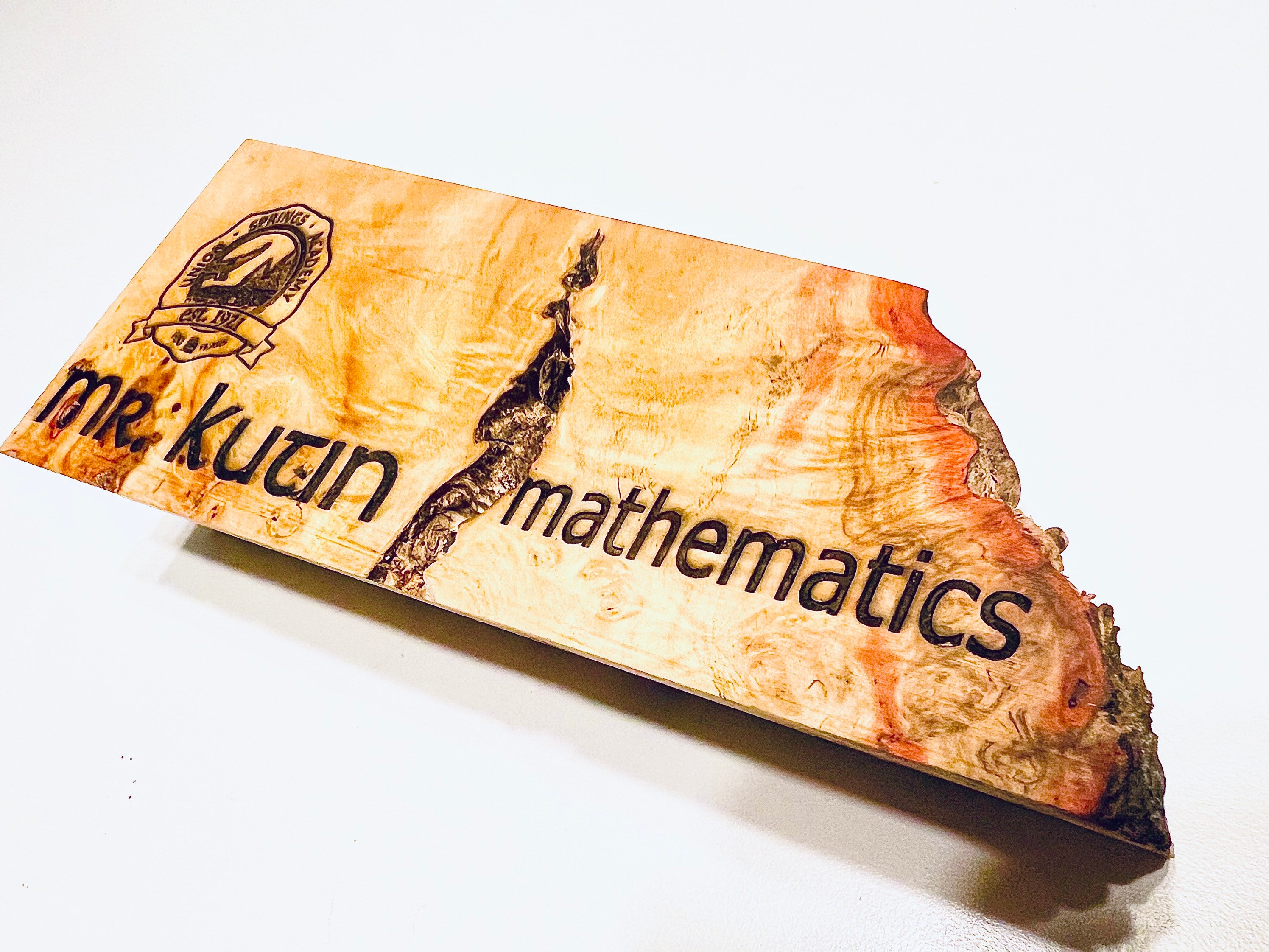 Custom Live Edge Desk Name Plate With Custom Logo Burl Wood Sign ...