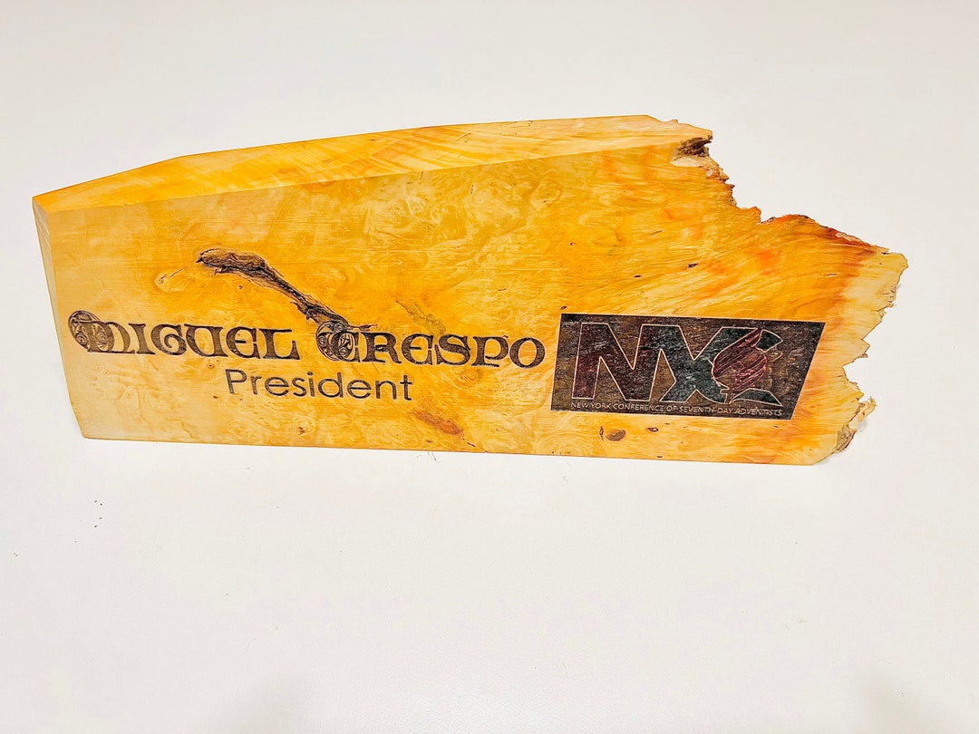 Custom Live Edge Desk Name Plate With Custom Logo Burl Wood Sign ...