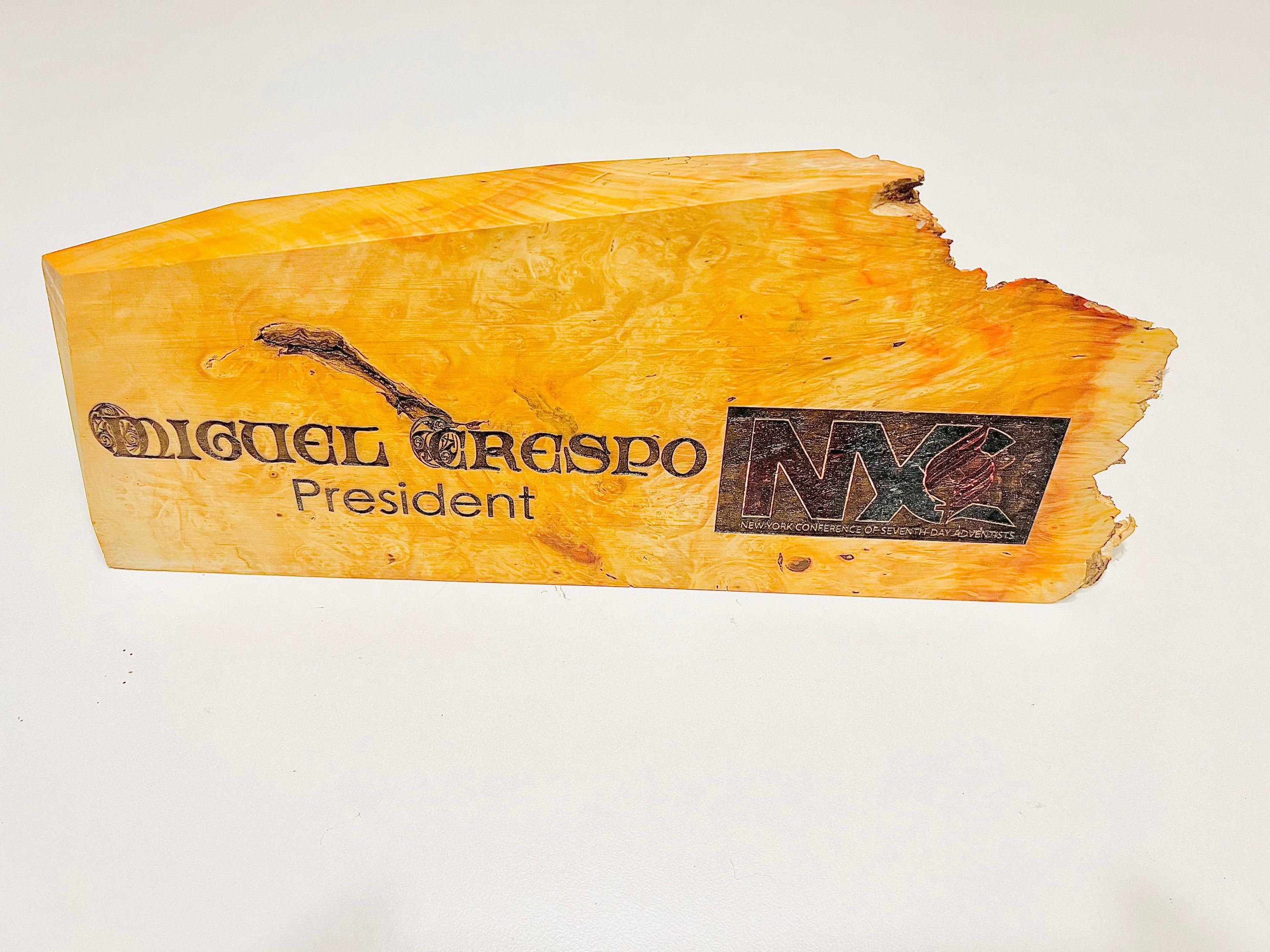 Custom Live Edge Desk Name Plate With Custom Logo Burl Wood Sign ...
