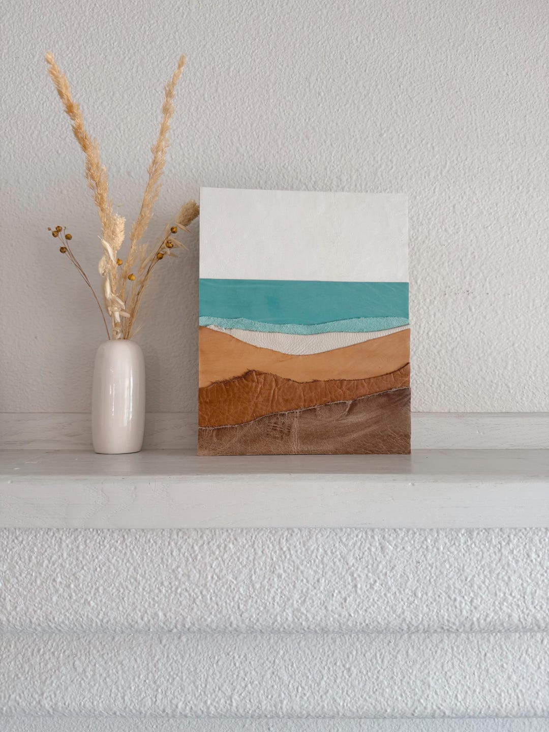 Leather Ocean Artwork- One of a Kind Wood and Leather Sand Dune Art ...