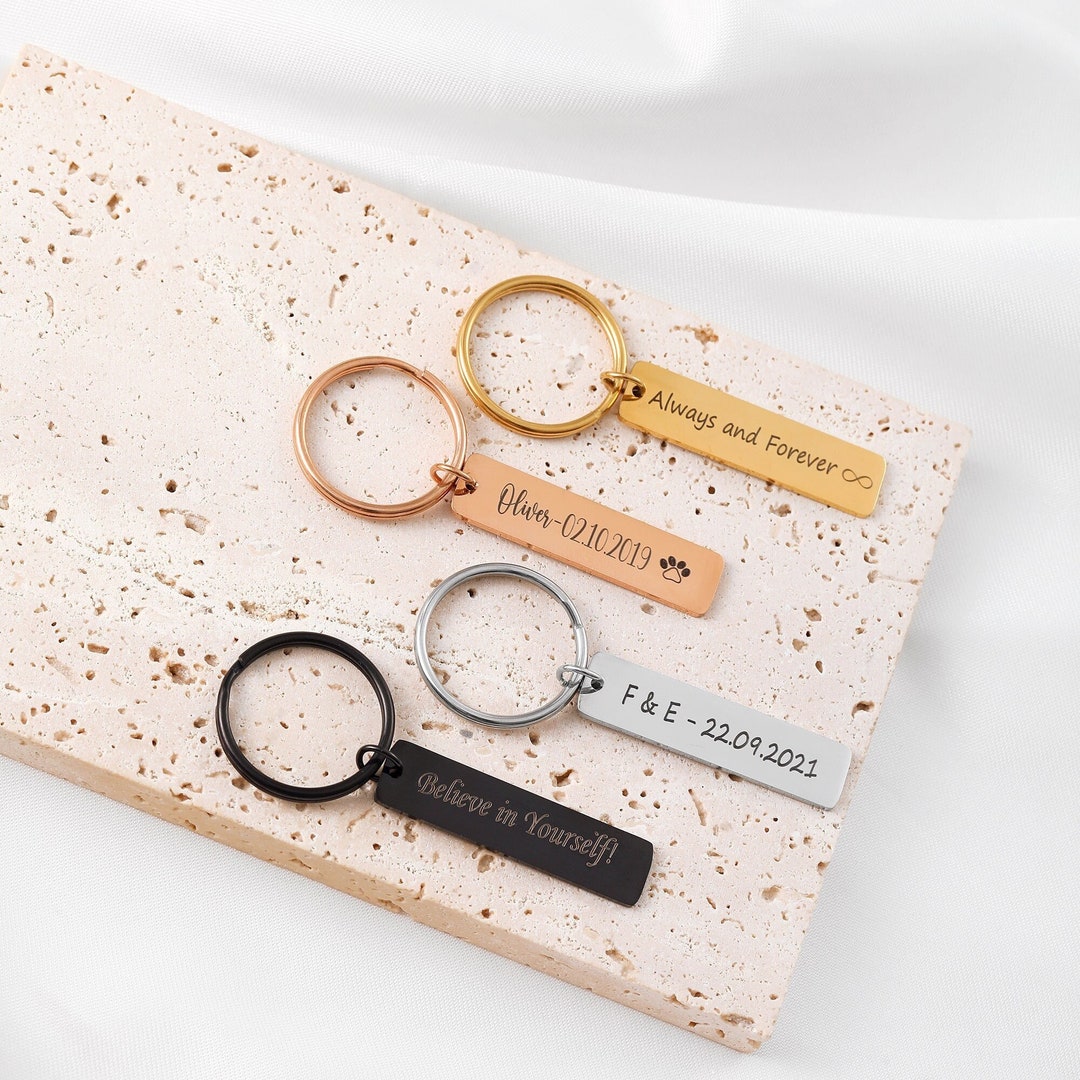 Personalised Keychain, Stainless Steel Bar Keychain, Custom Drive Safe ...