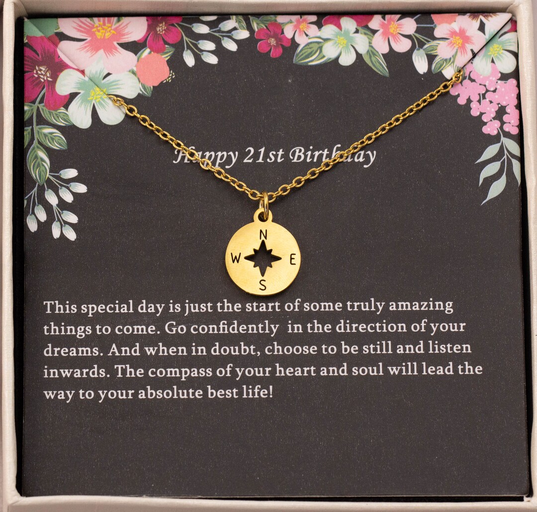 21st Birthday Gift for Her, Compass Necklace, 21st Gift for Her, Gift ...