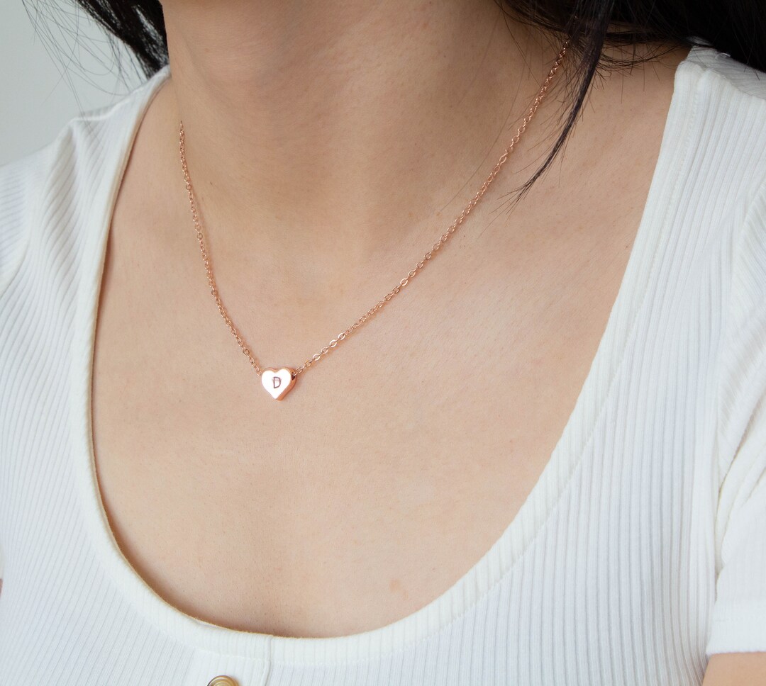 Personalized Initial Heart Necklace: Bridesmaid ,flower Girl Gift - Etsy