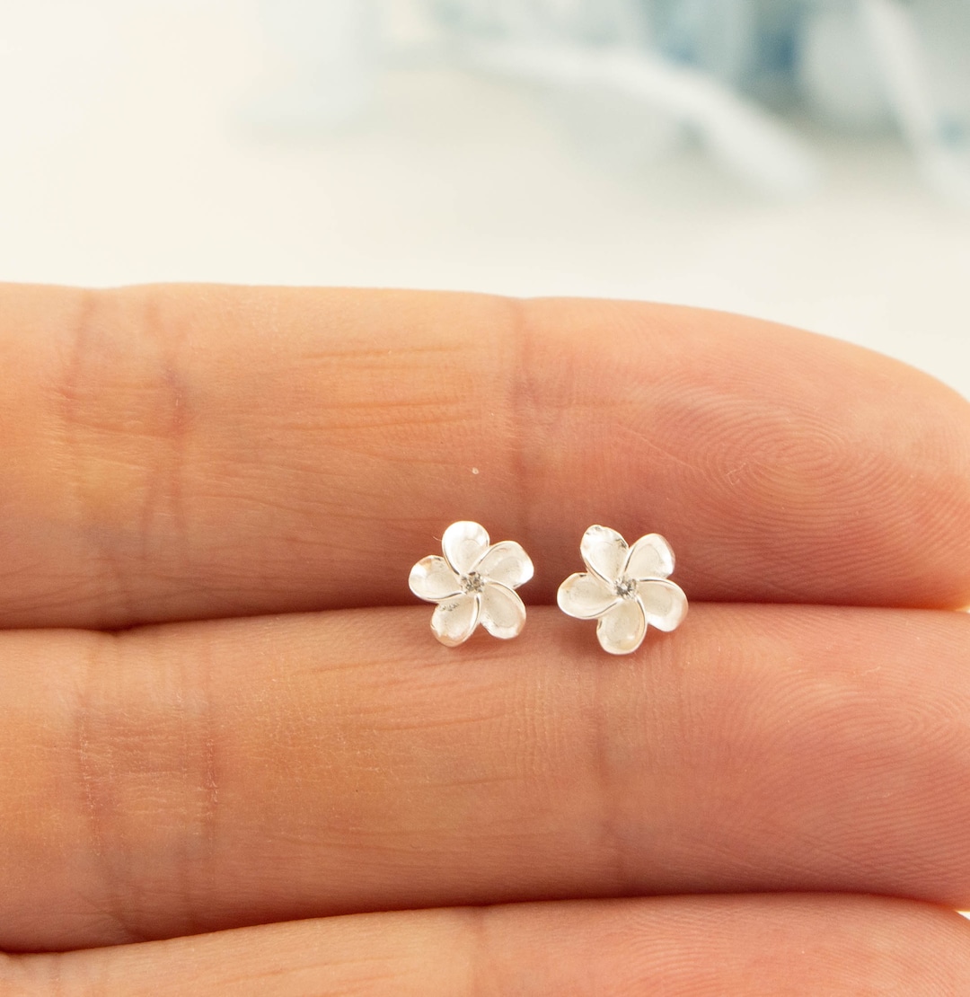 Dainty Sterling Silver Jasmine Flower Stud Earrings: Floral Jewelry ...
