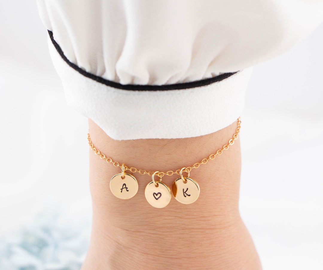 Initial Bracelet, Two Initial Bracelet, Personalized Bracelet, Letter ...