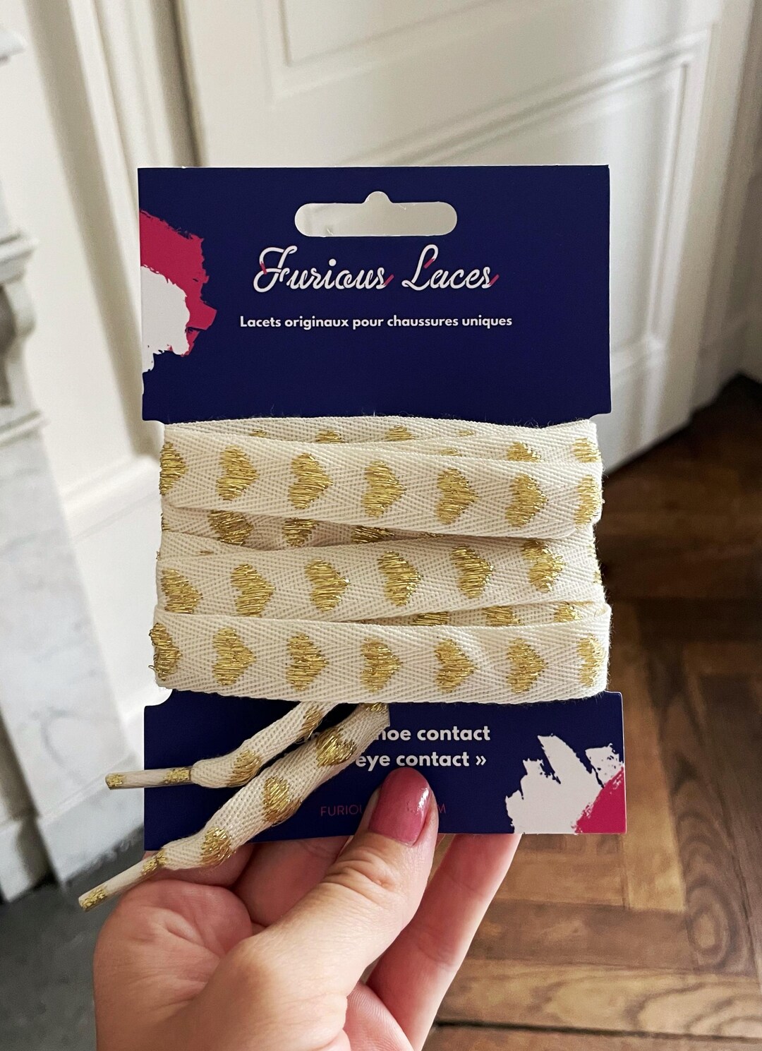 Beige and Gold Linen Heart Laces Glitter Shoelaces Original Laces for ...