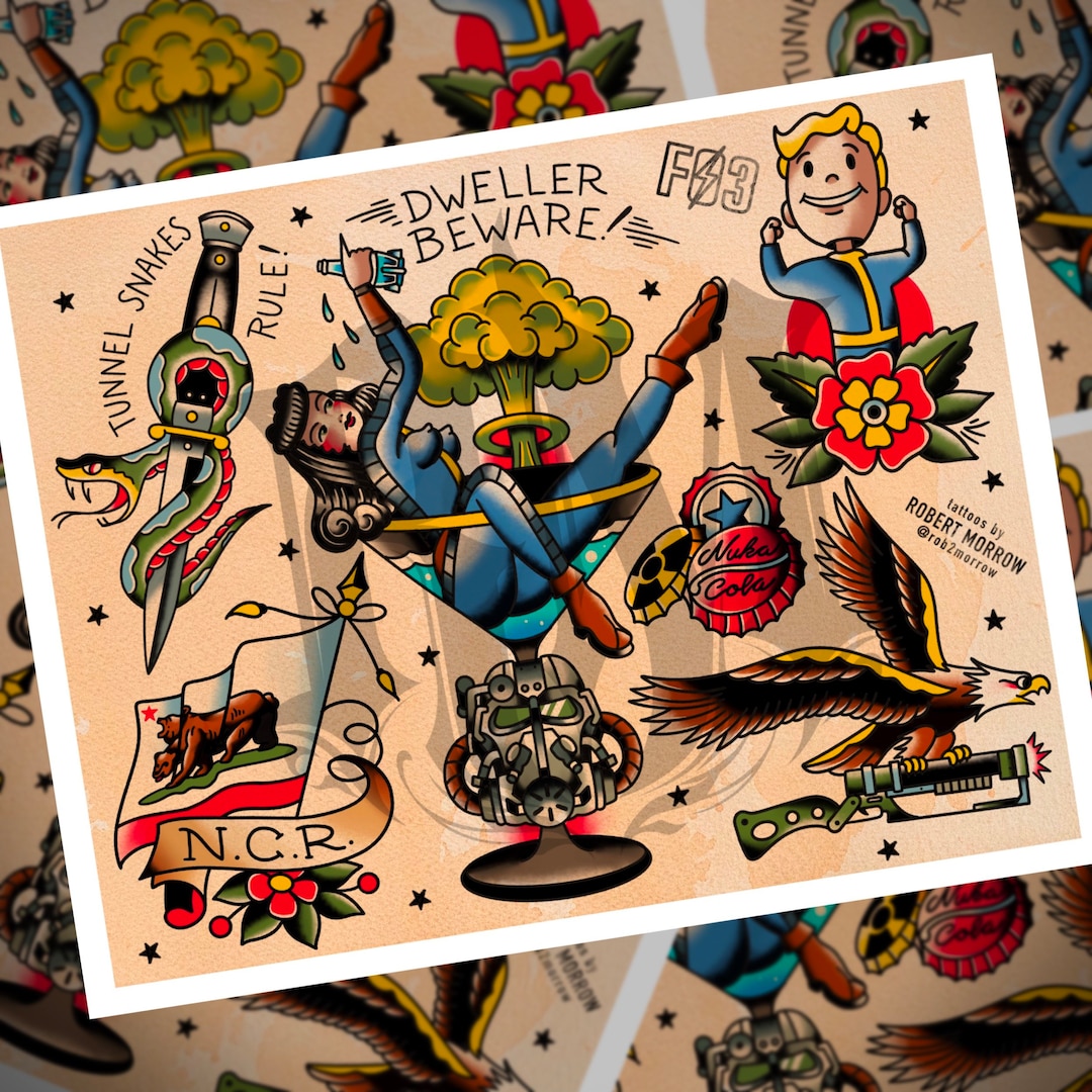 FALLOUT Vol. 3 Traditional Tattoo Flash Sheet - Etsy