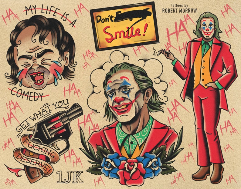 JOKER Traditional Tattoo Flash Sheet - Etsy