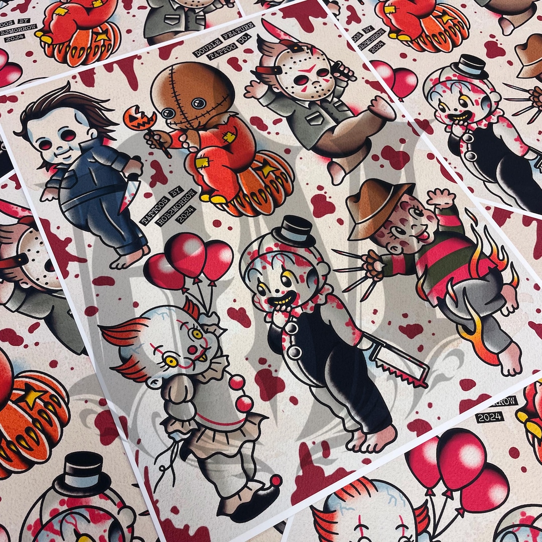 HORROR KEWPIES 2024 Traditional Tattoo Flash Sheet - Etsy