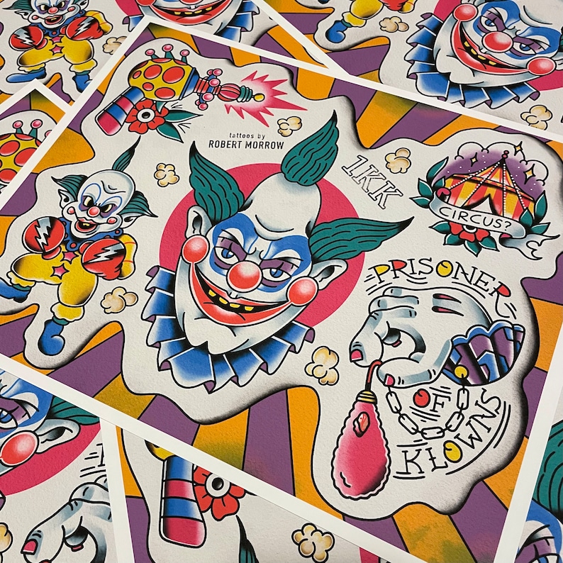 KLOWNS Traditional Tattoo Flash Sheet - Etsy
