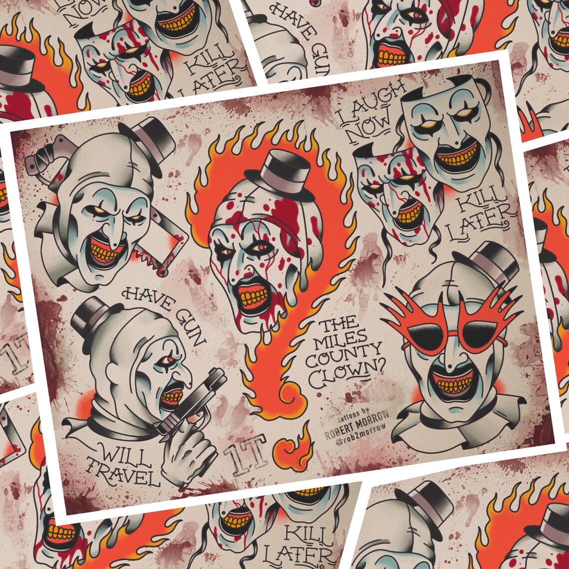TERRIFIER Traditional Tattoo Flash Sheet - Etsy