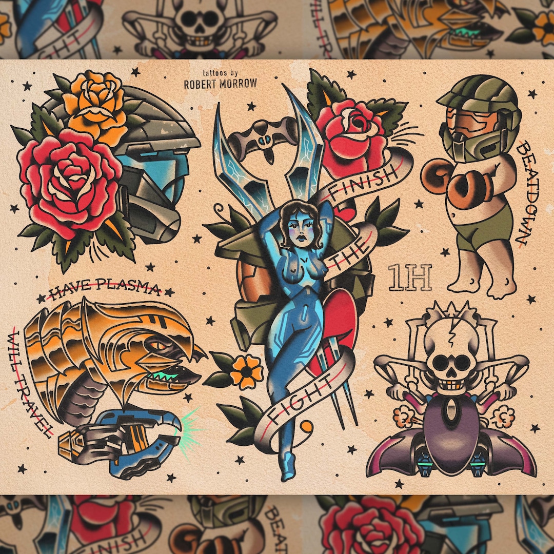 FINISH THE FIGHT Tattoo Flash Sheet - Etsy