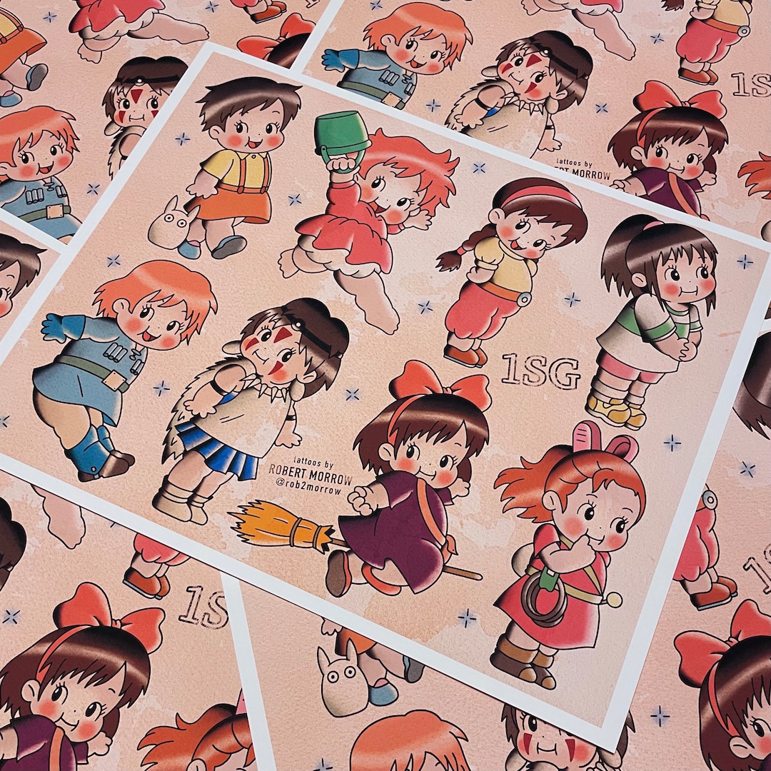GHIBLI Traditional Tattoo Flash Sheet - Etsy