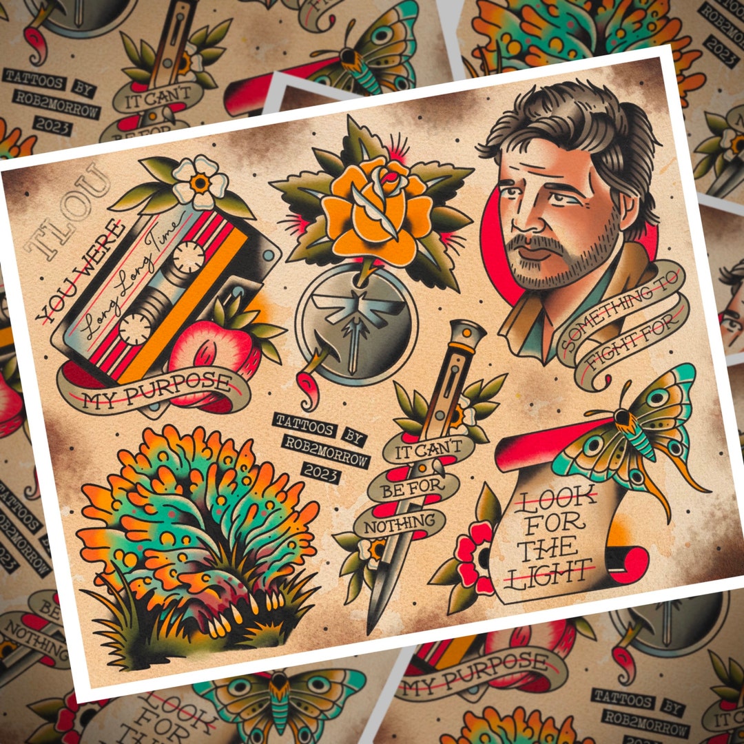 LAST OF US Traditional Tattoo Flash Sheet - Etsy