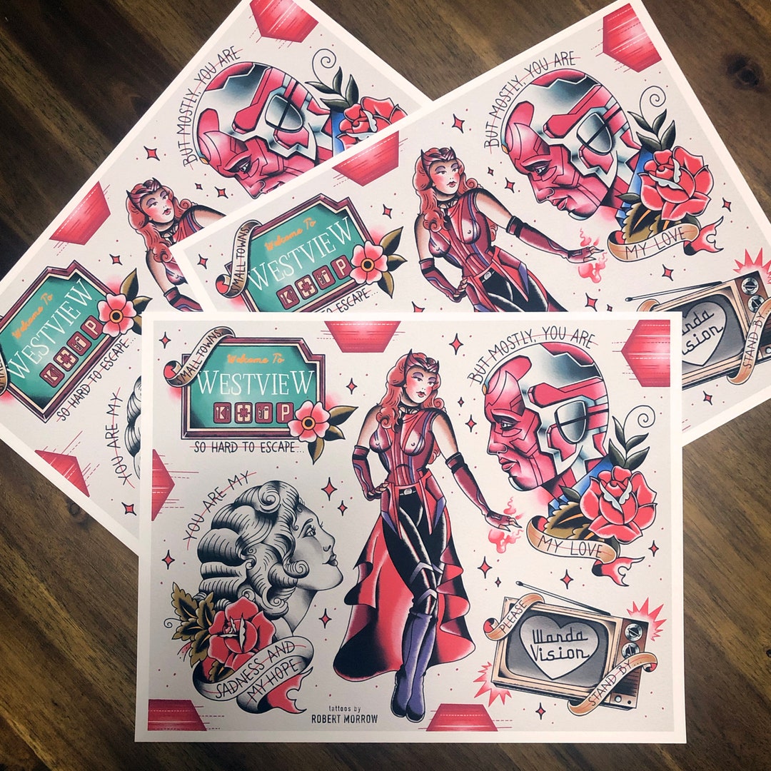 WANDAVISION Traditional Tattoo Flash Sheet - Etsy
