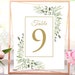Boho Greenery Table Numbers Printable, Gold Wedding Table Number ...